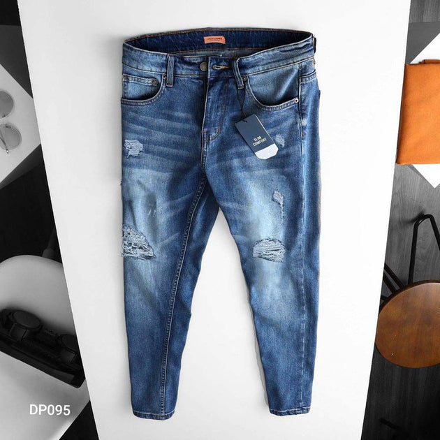 Denim Pants Mid Blue Ripped - DP095 – Denim House GCC